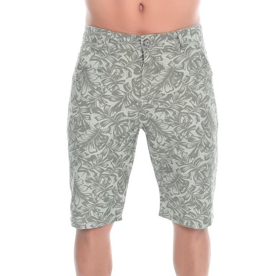 Bermuda Sarja Estampada Folhas Verde Emporio Alex - Estampado | Zattini