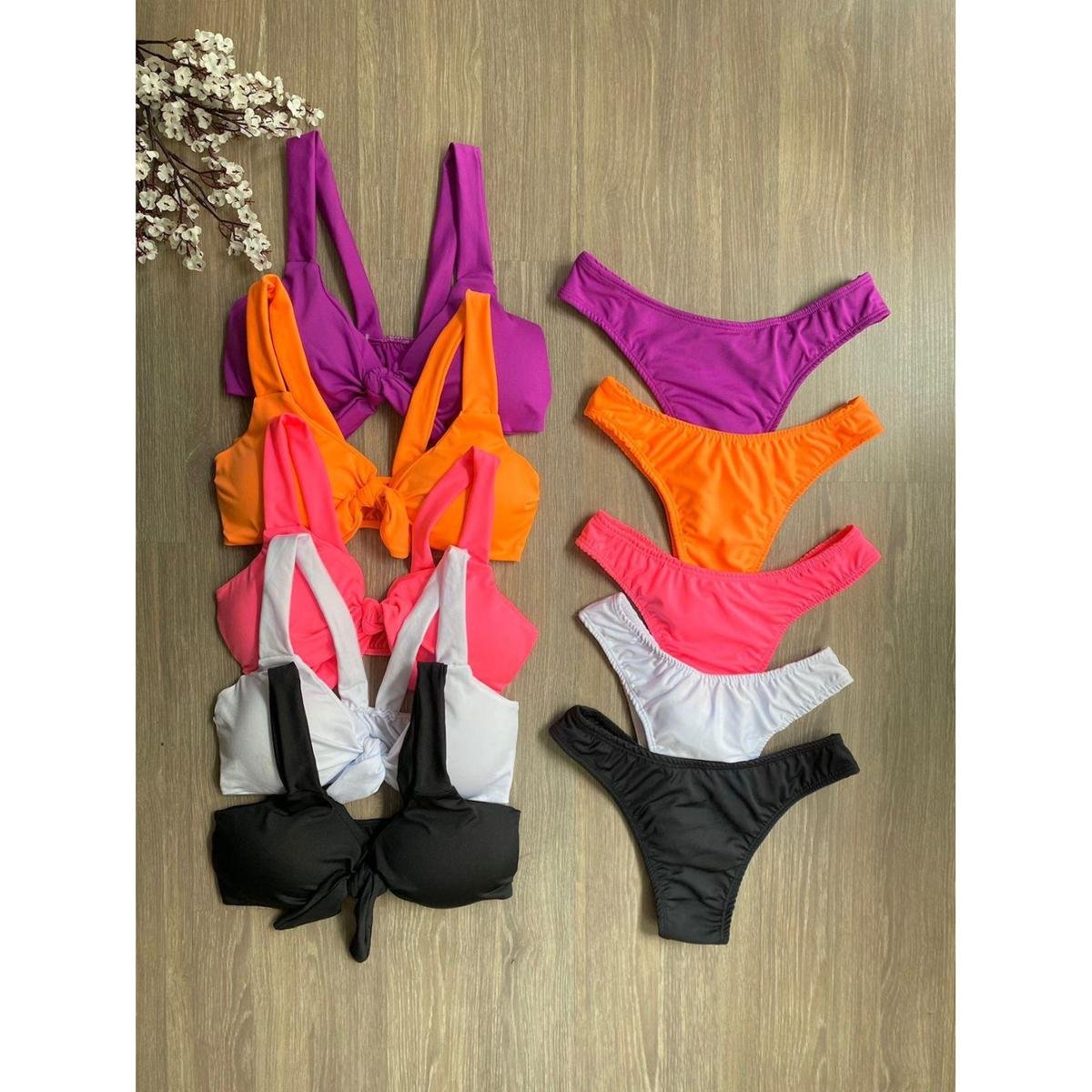 Biquini Cropped Laço Biquíni Asa Delta Neon vIbes Moda Praia - Branco ...