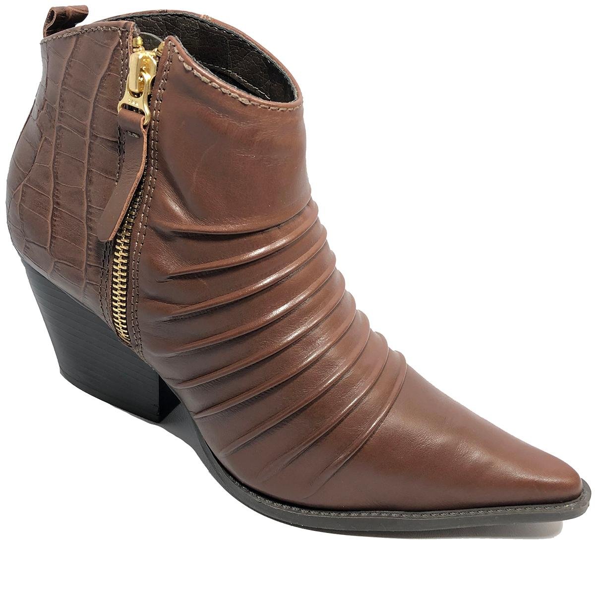 Bota Bottero Country Cano Curto Textura Feminina - Preto | Zattini