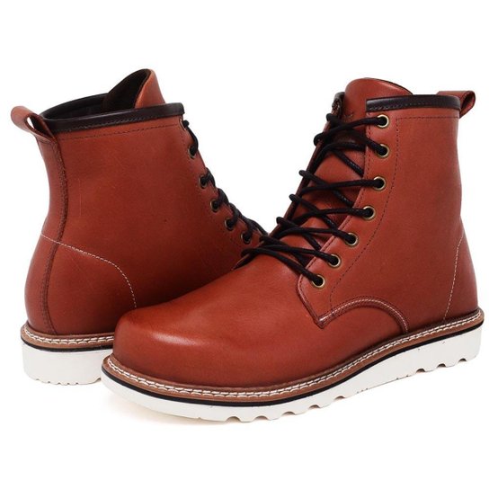 Bota Coturno Moc Toe Couro Lactego Confortável - Laranja | Zattini