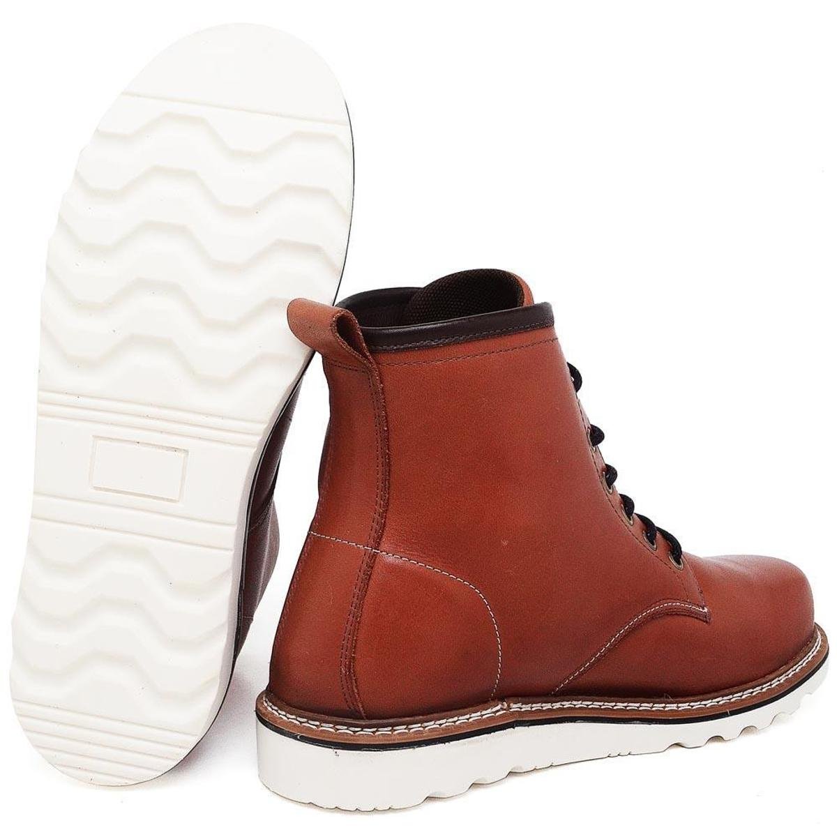 Bota Coturno Moc Toe Couro Lactego Confortável - Laranja | Zattini