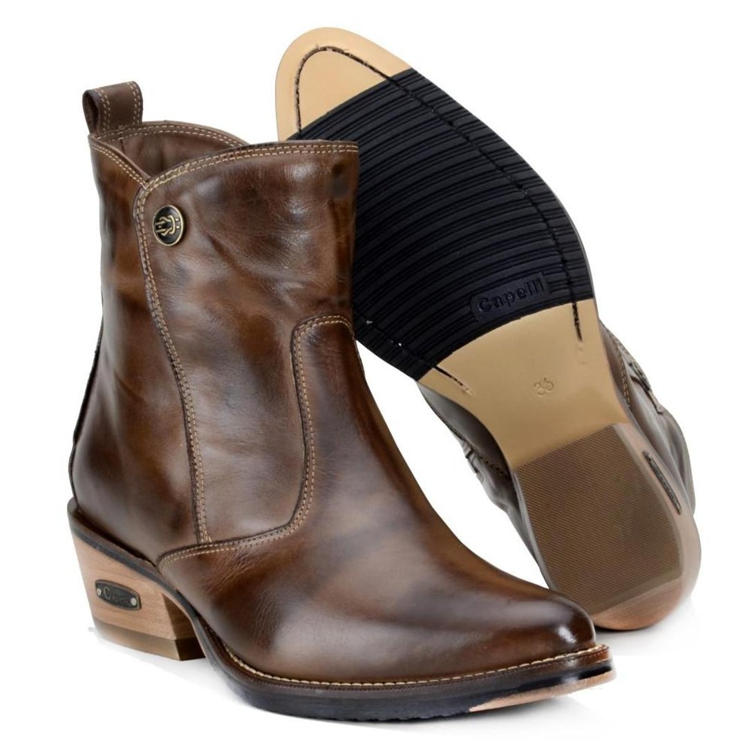 Bota Country Capelli Boots Couro Cano Curto Feminina - Marrom | Zattini