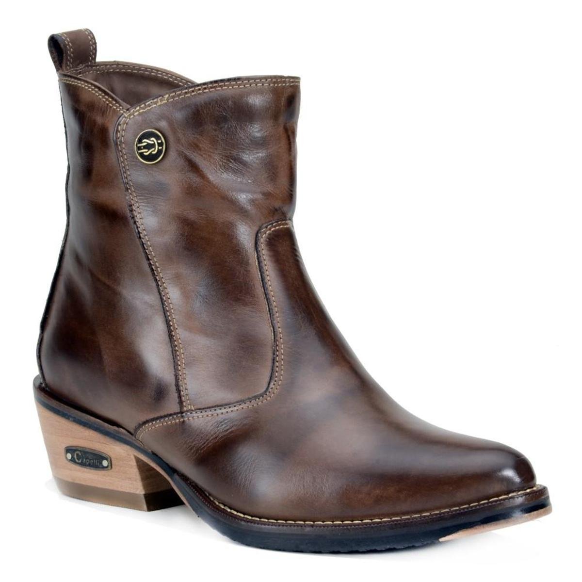 Bota Country Capelli Boots Couro Cano Curto Feminina - Marrom | Zattini