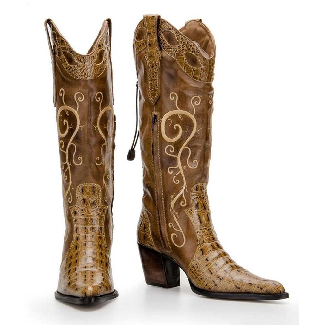 Bota Texana Couro Country Capelli Boots Jacaré Feminina - Marrom | Zattini