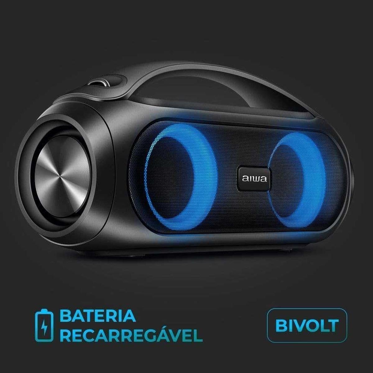 Caixa de Som Boombox Aiwa Bluetooth IPX5 50W AWS-BBS-02-A - Preto | Zattini