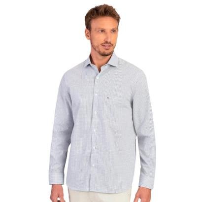 Camisa Aramis Masculina Regular Tricoline Micro Xadrez Branca | Zattini