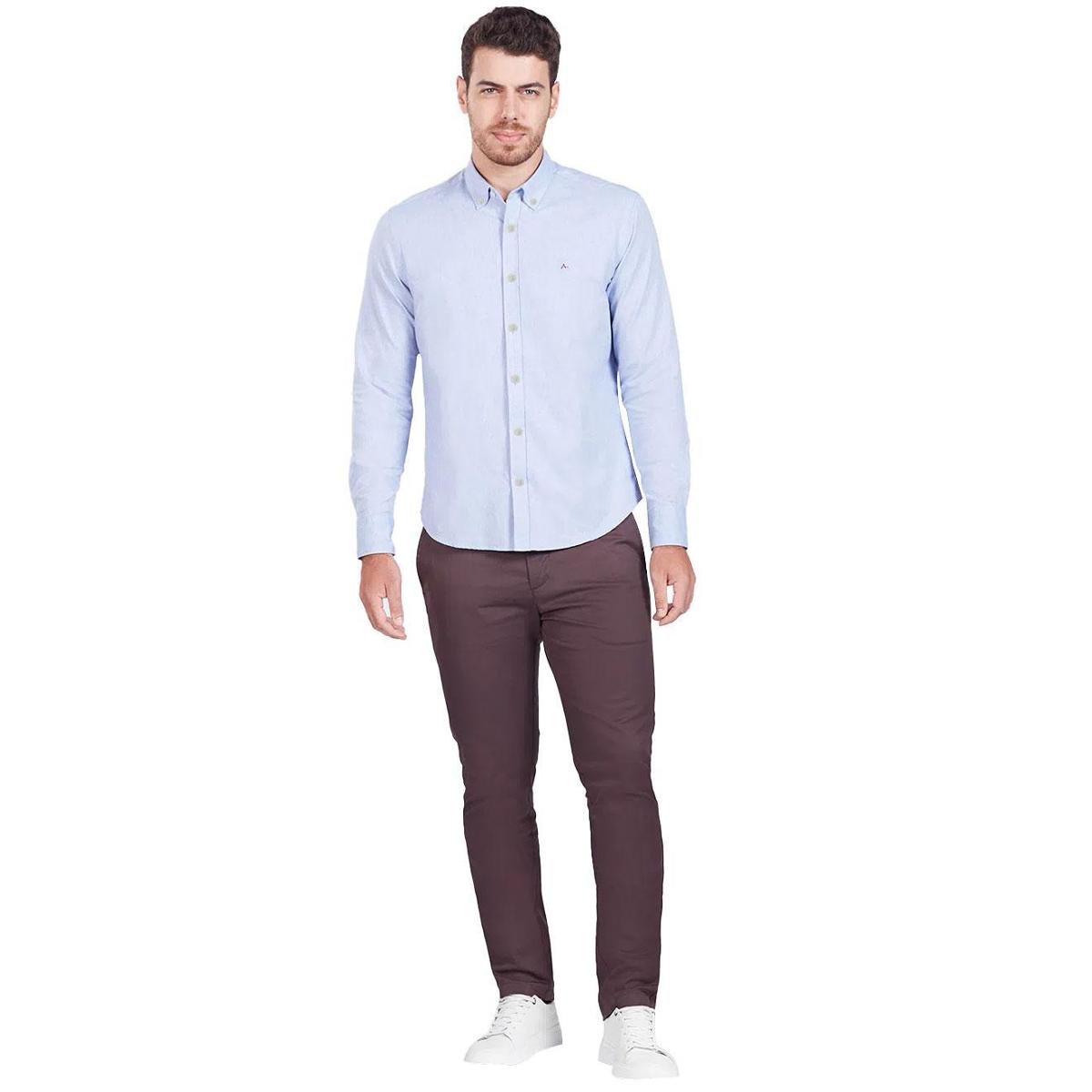 Camisa Aramis Masculina Slim Oxford Button Down Azul Celeste Mescla ...