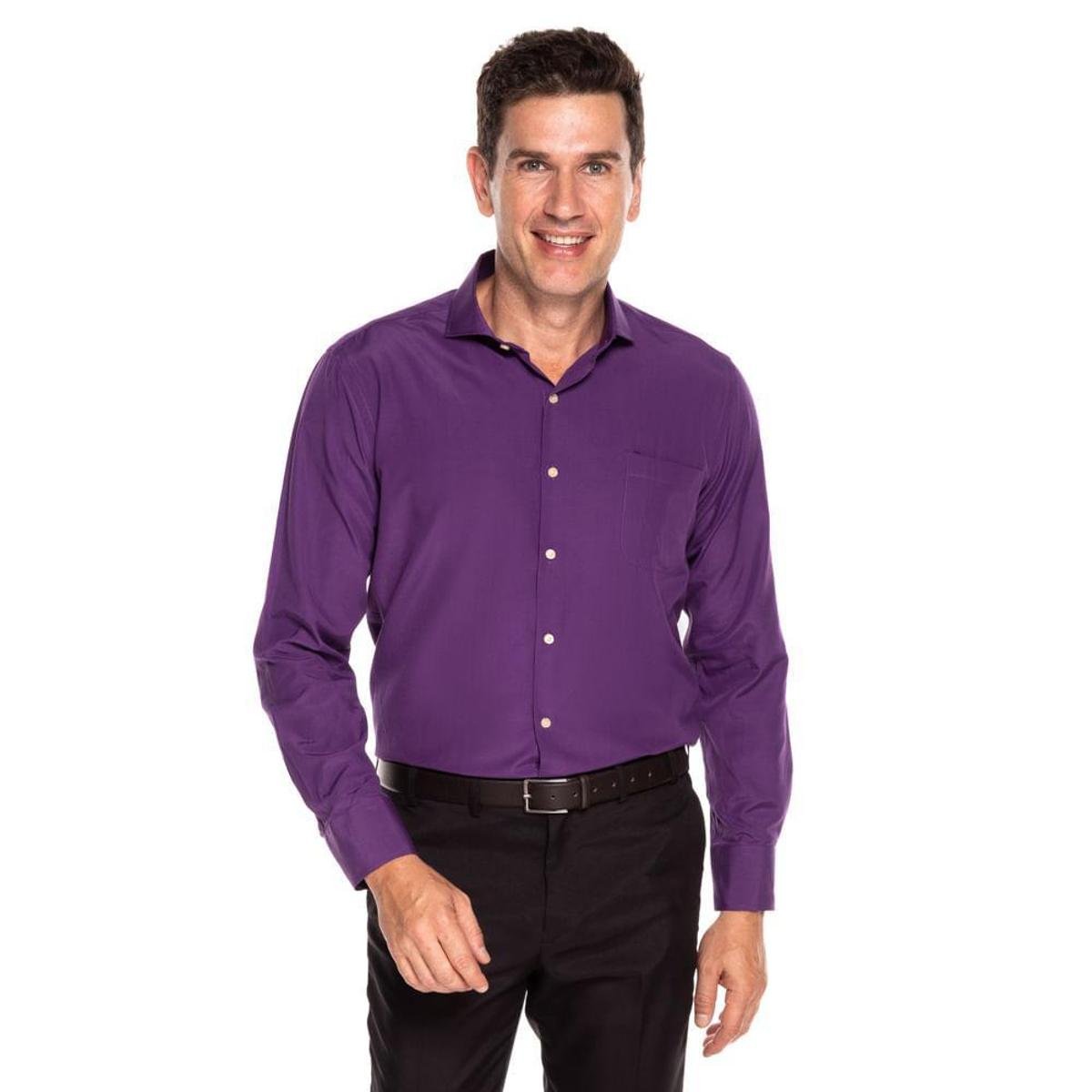 Camisa Masculina Roxa Lisa - 6 - Roxo | Zattini