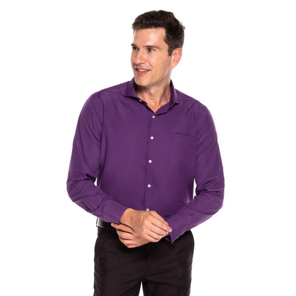 Camisa Masculina Roxa Lisa - 6 - Roxo | Zattini
