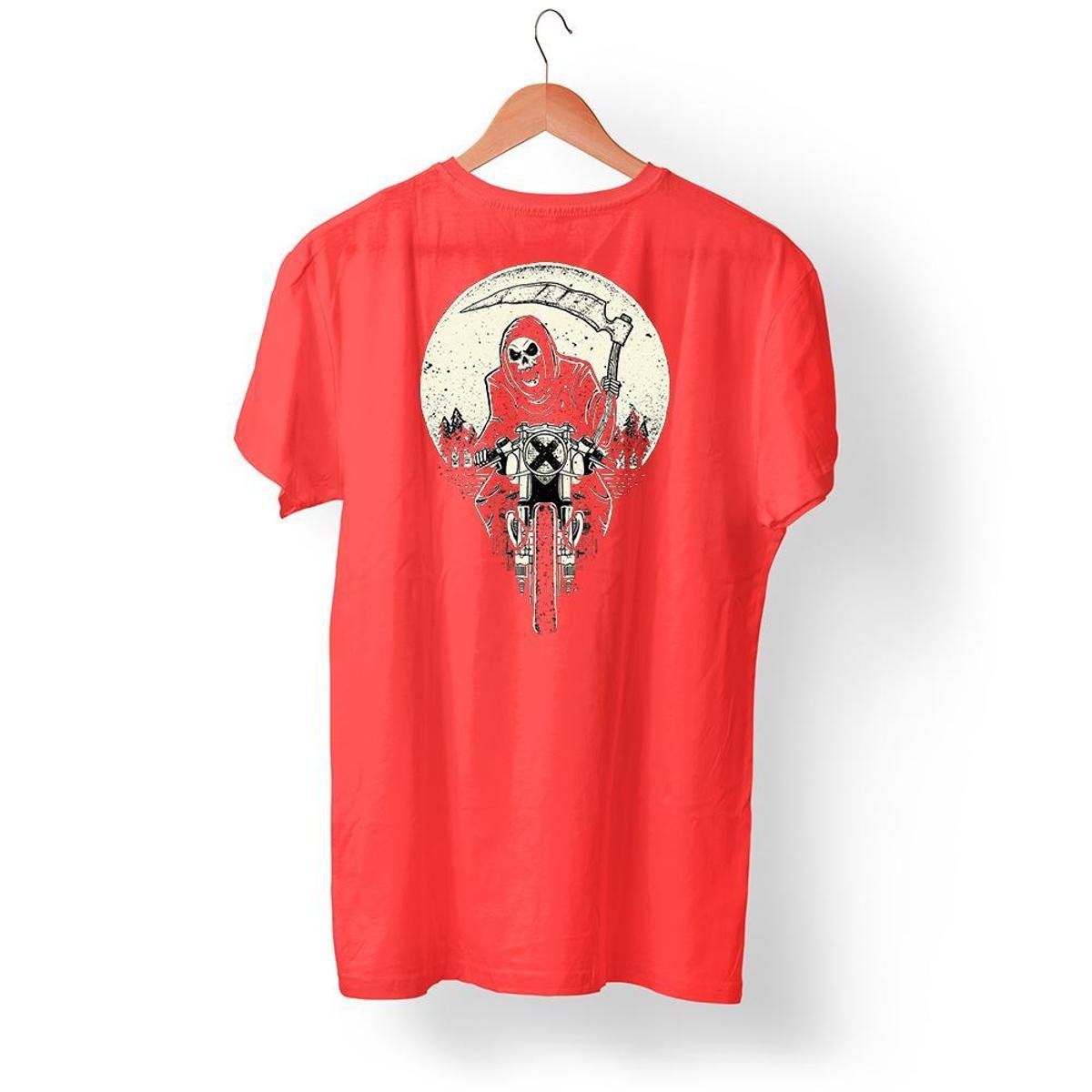 Camisa Morte Caveira Foice Moto Club Lua Noite Camiseta Cores - Vermelho | Zattini