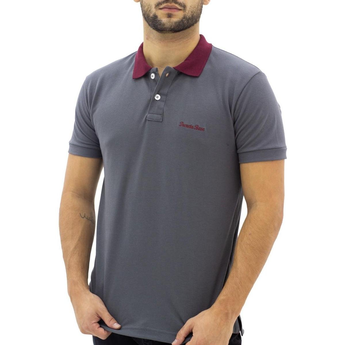 Camisa Polo Básica Decreto Base Masculina - Cinza | Zattini