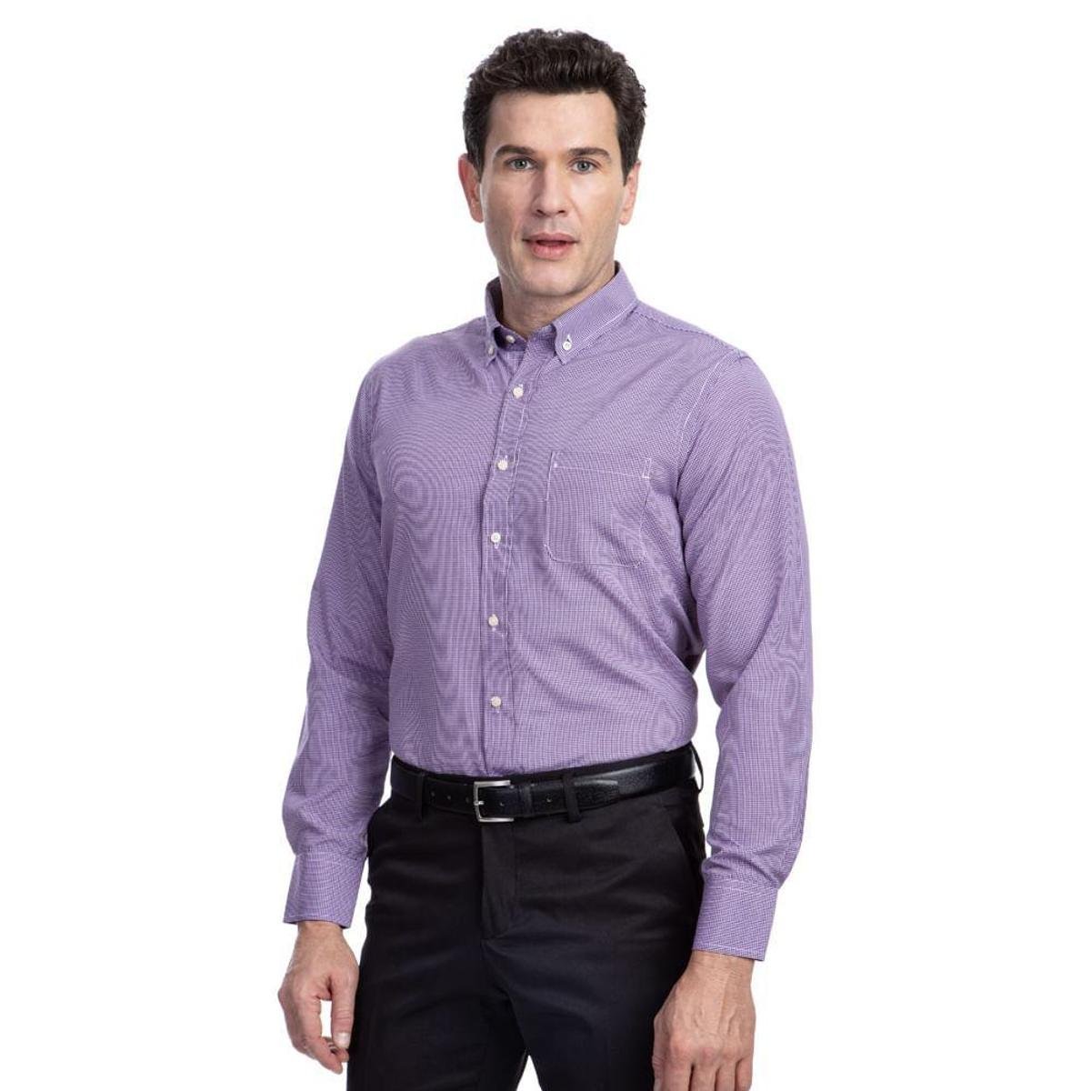 Camisa Social Masculina Roxa Xadrez - 5 - Roxo | Zattini