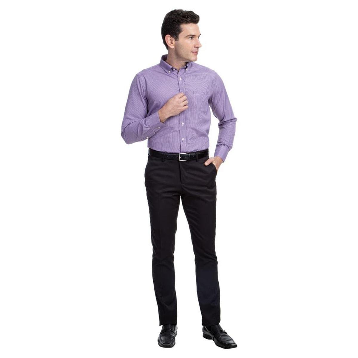 Camisa Social Masculina Roxa Xadrez - 5 - Roxo | Zattini