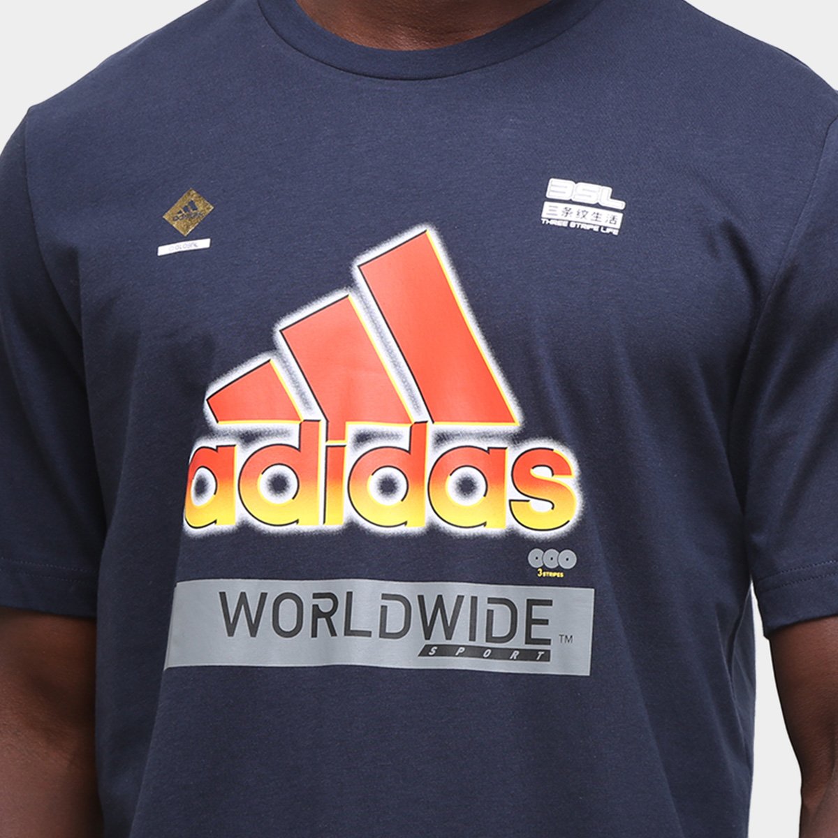 Camiseta Adidas Logo Nerdismo 3SL Masculina - Marinho | Zattini