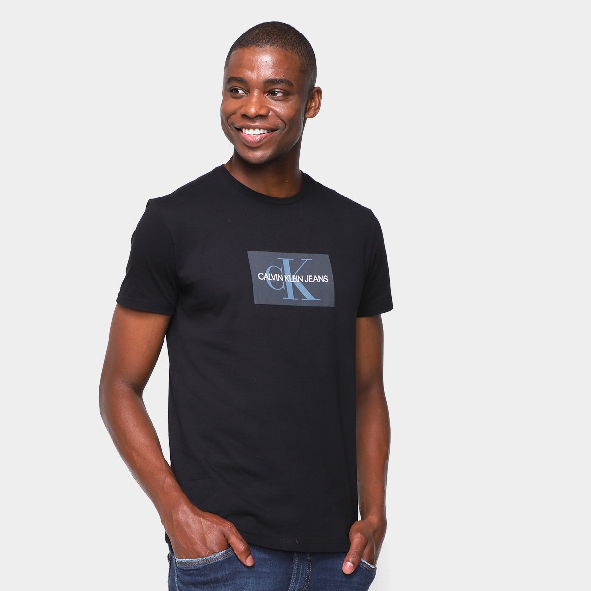 Camiseta Calvin Klein Estampada Masculina - Preto | Zattini