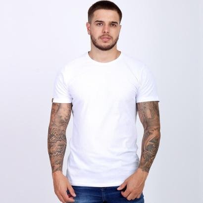 Camiseta Canelada Americana Masculina Branca Lisa Manga Curta Slim Fit ...