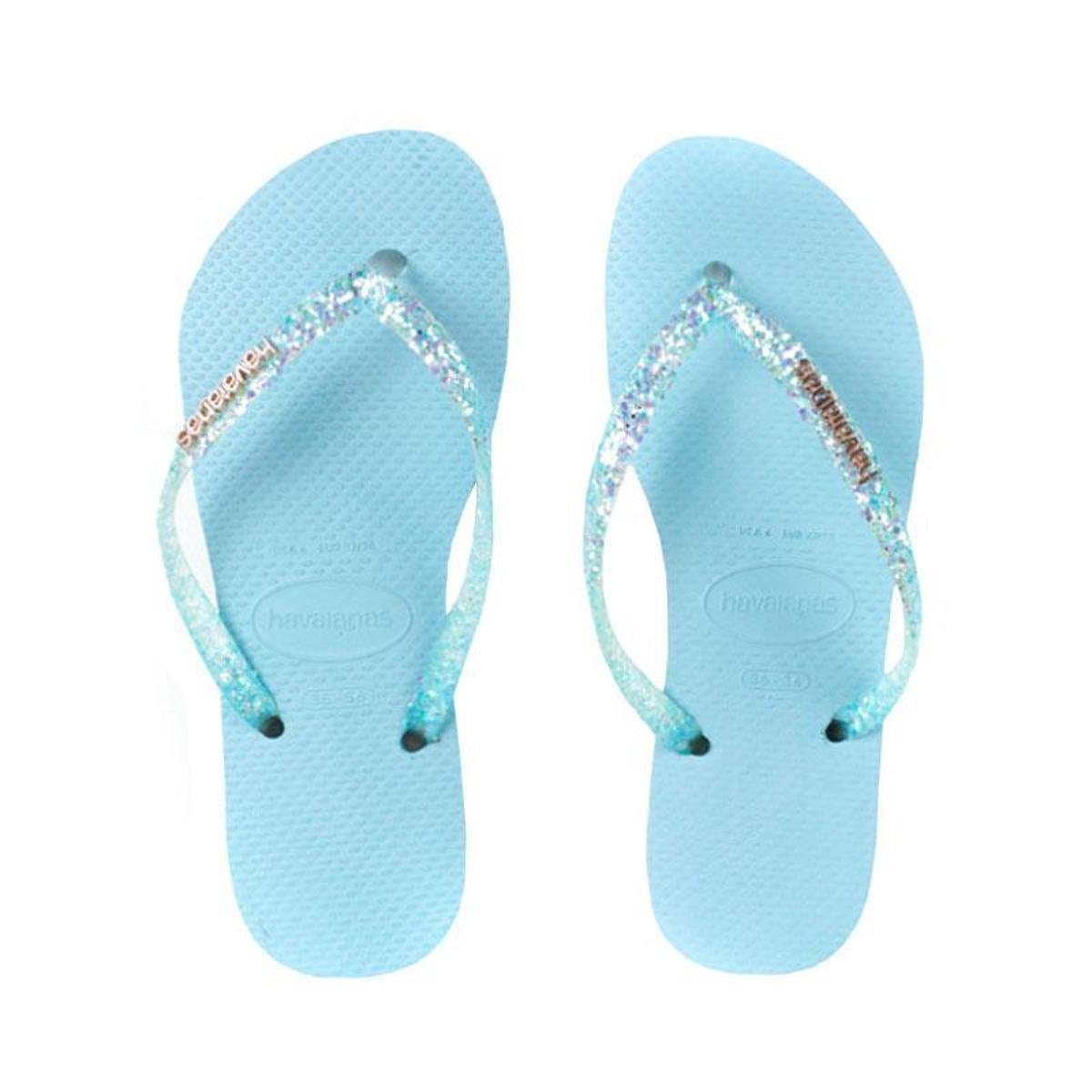 Chinelo Havaianas Slim Glitter Flourish - Produto Original - Azul | Zattini