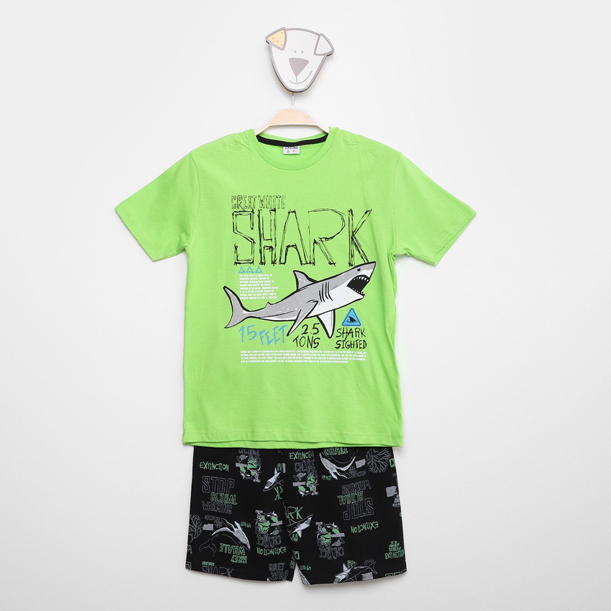 Conjunto Infantil Fakini Tubarão Masculino - Verde | Zattini
