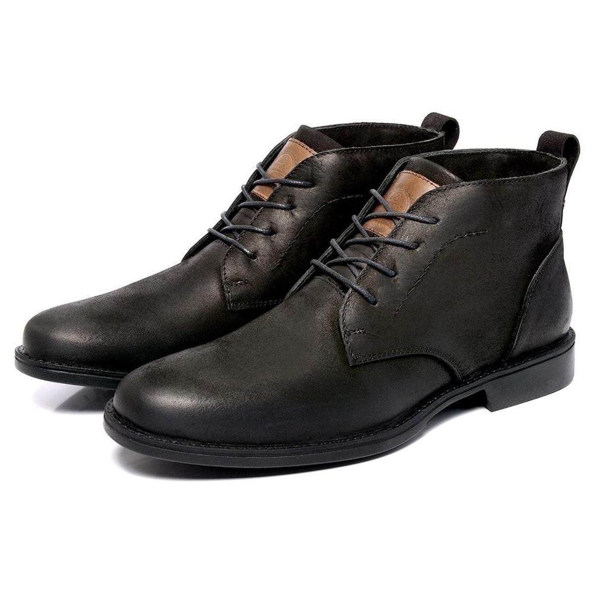 Coturno Masculino Bota Anatômica Macia Confortável Couro Legitimo Sola ...