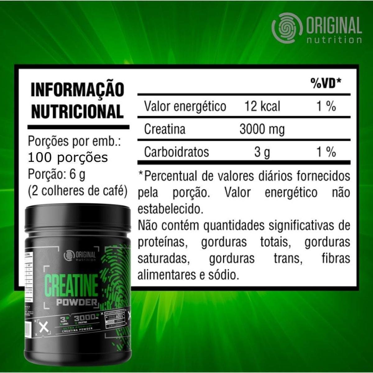 Creatina Monohidratada 100% Powder 600g - Original Nutrition - Natural ...
