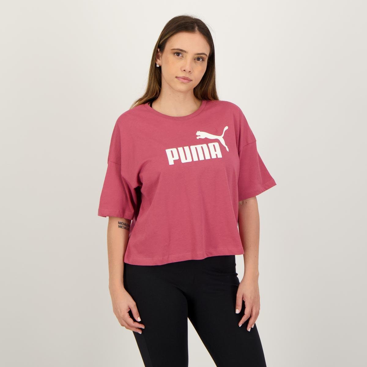 Cropped Puma Essentials Logo Feminino Rosa Magenta - Rosa | Zattini