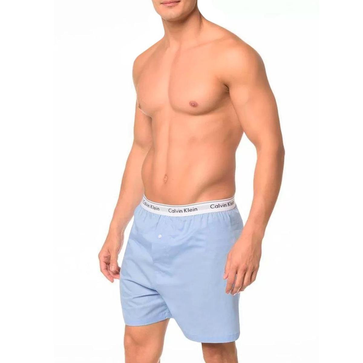 Cueca Calvin Klein Samba Canção Cotton Amaciado Azul Mescla - Azul ...