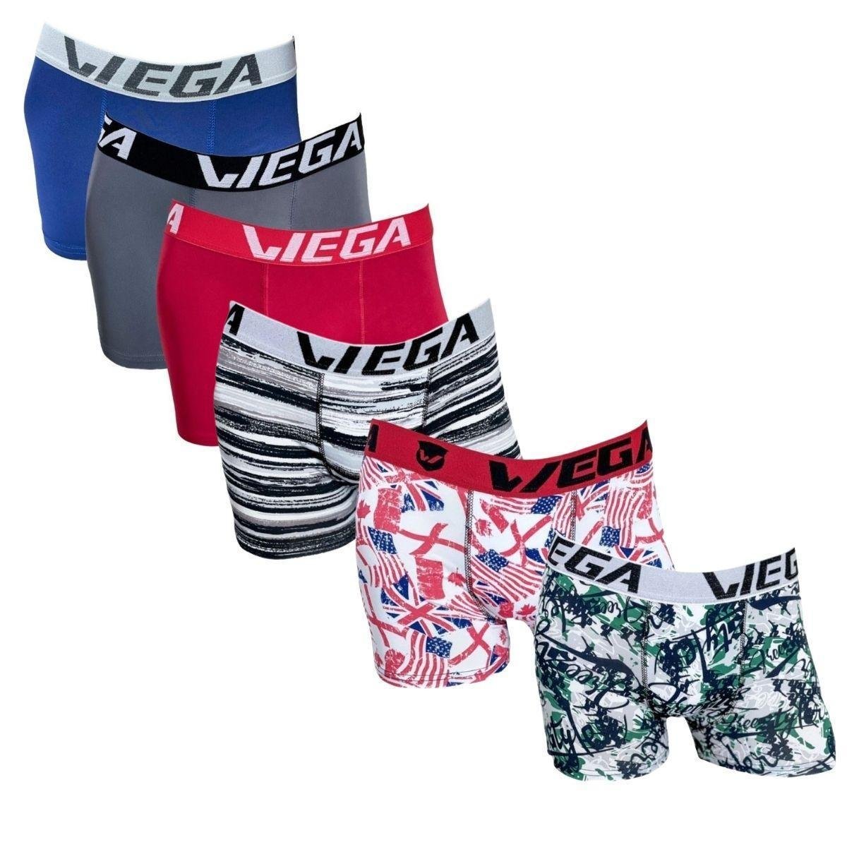 Kit 5 Cueca Boxer Adulto Lisa e Etampada a Básica Wega Box Tradicional Microfibra - Mist | Zattini