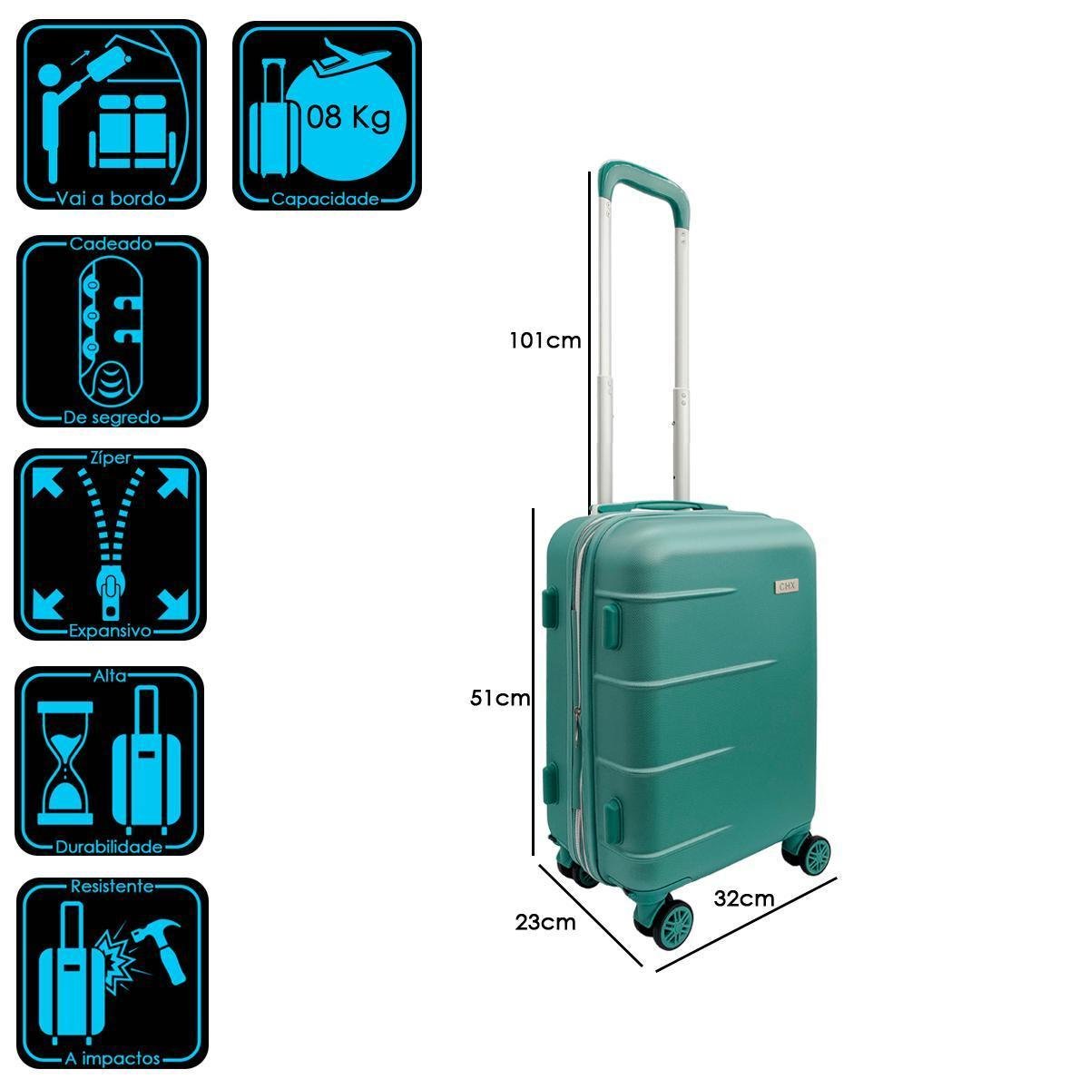 Mala de Viagem Bordo Expansiva Rígida com Rodinha Dupla 360° Avião Mão ...
