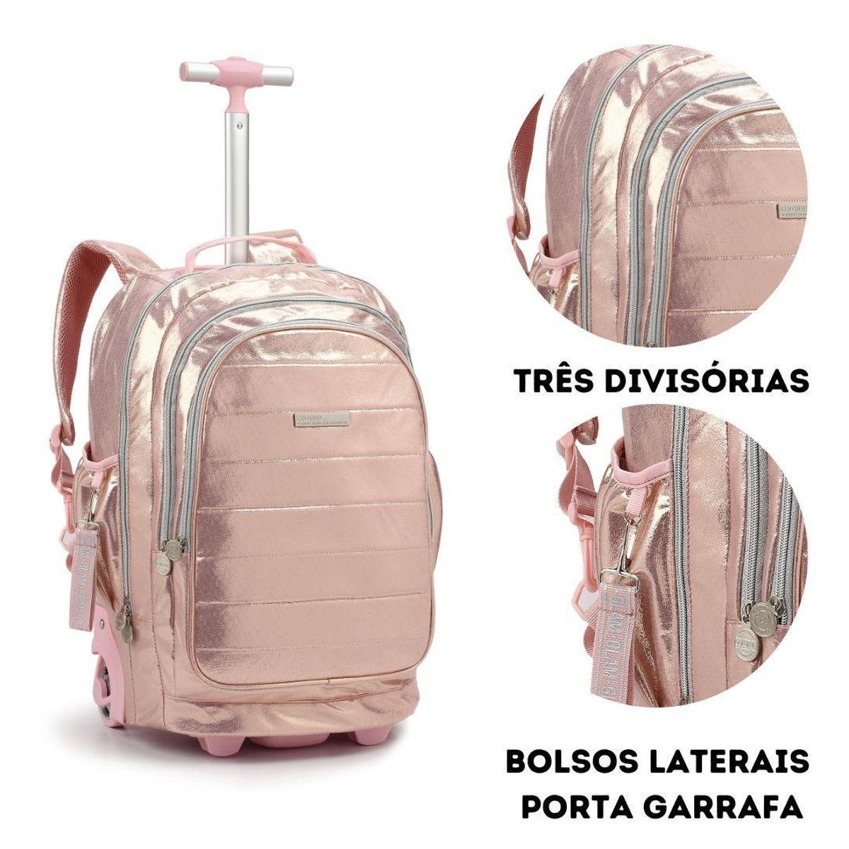 Mochila Mala Escolar Super Espaçosa Rodas Jumbo - Rosa | Zattini