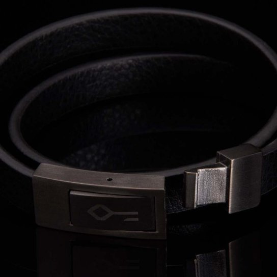 Pulseira Delamura de Couro Preta KEY DESIGN - Preto | Zattini