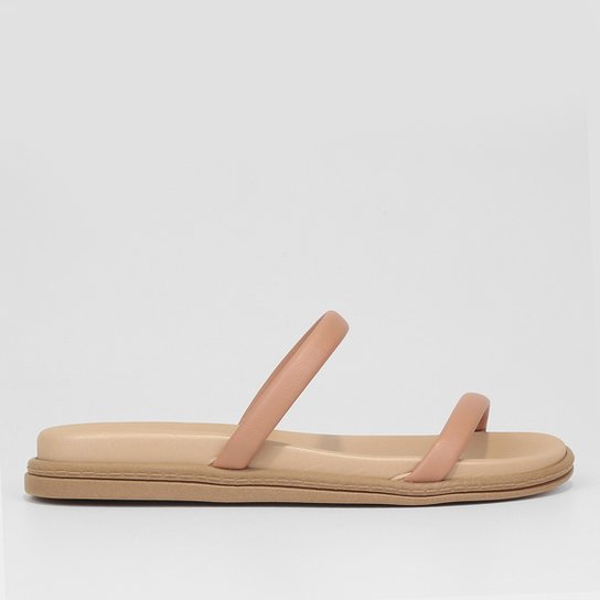 Rasteira Beira Rio Tiras Básica - Bege | Zattini