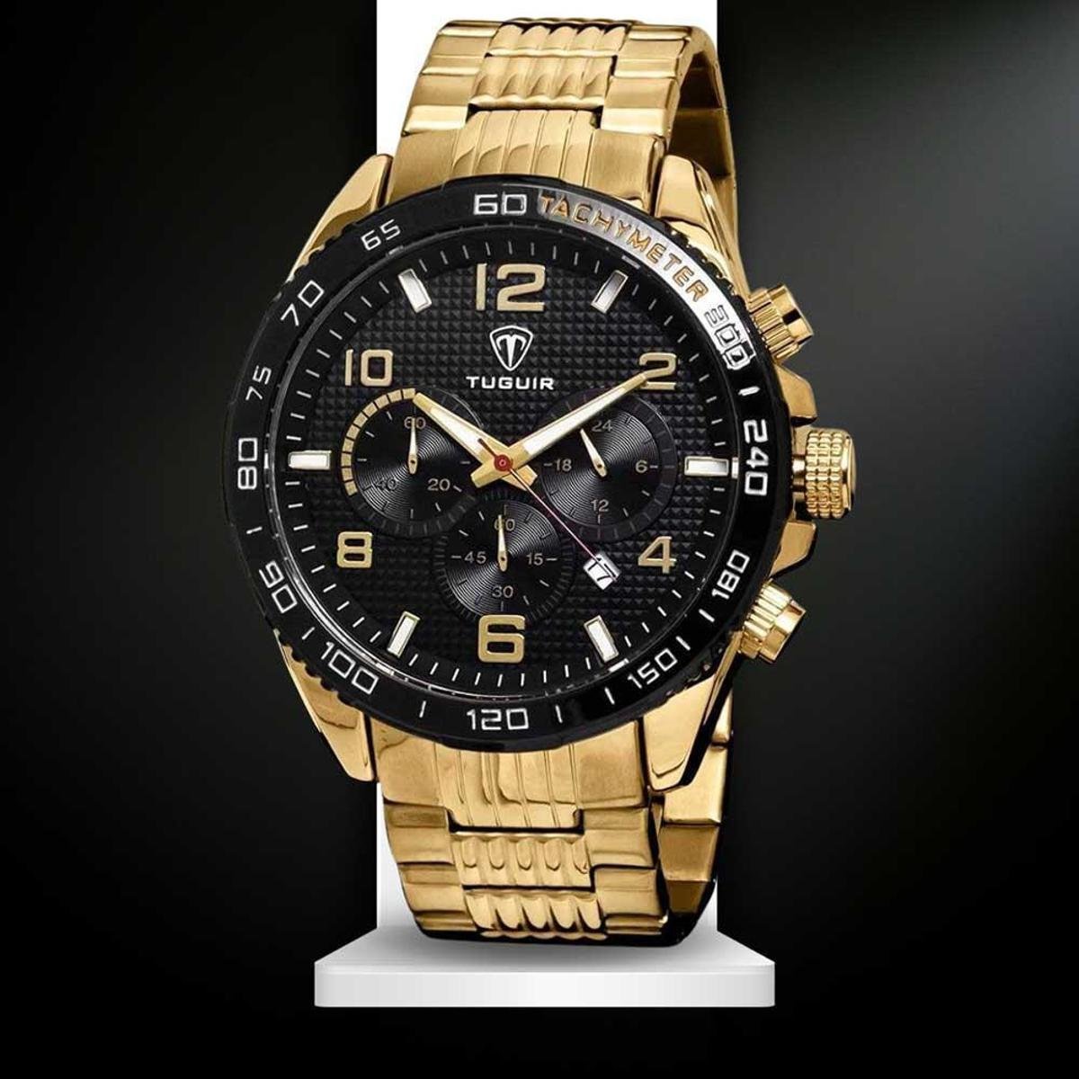 Relógio Masculino Tuguir Cronógrafo 2387TU TG30254 - Dourado - Dourado | Zattini