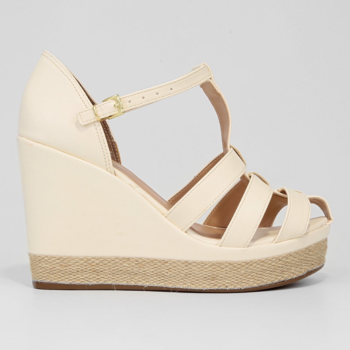 Sandália Anabela Griffe Corda Salto Alto Feminina - Amarelo | Zattini