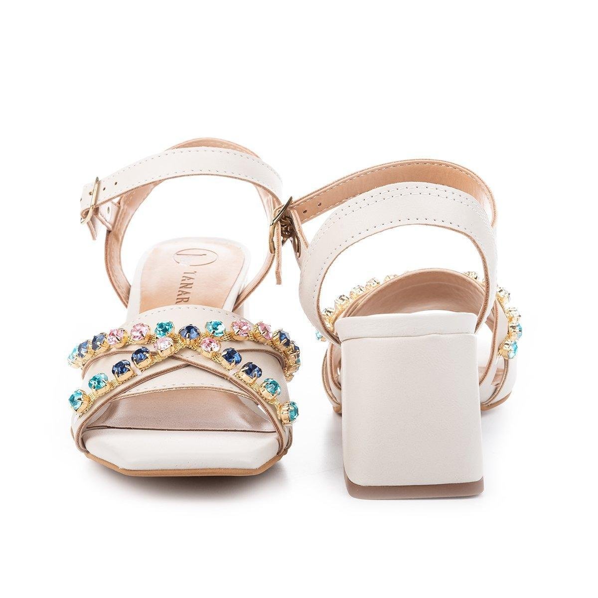 Sandália Tanara Salto Bloco Pedraria Feminina T5781 - Nude | Zattini