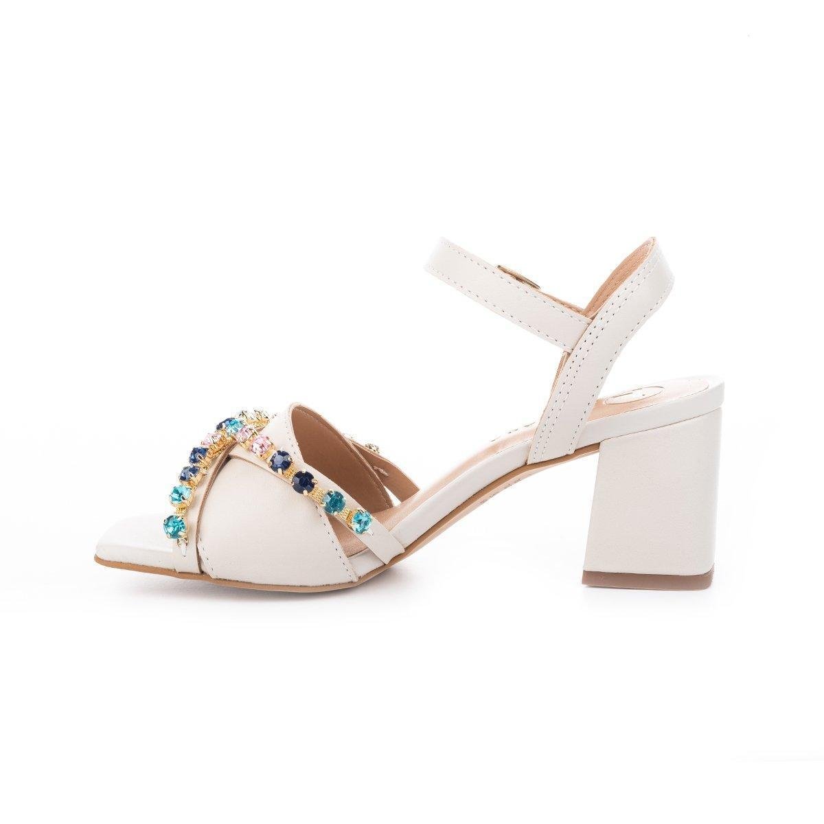 Sandália Tanara Salto Bloco Pedraria Feminina T5781 - Nude | Zattini