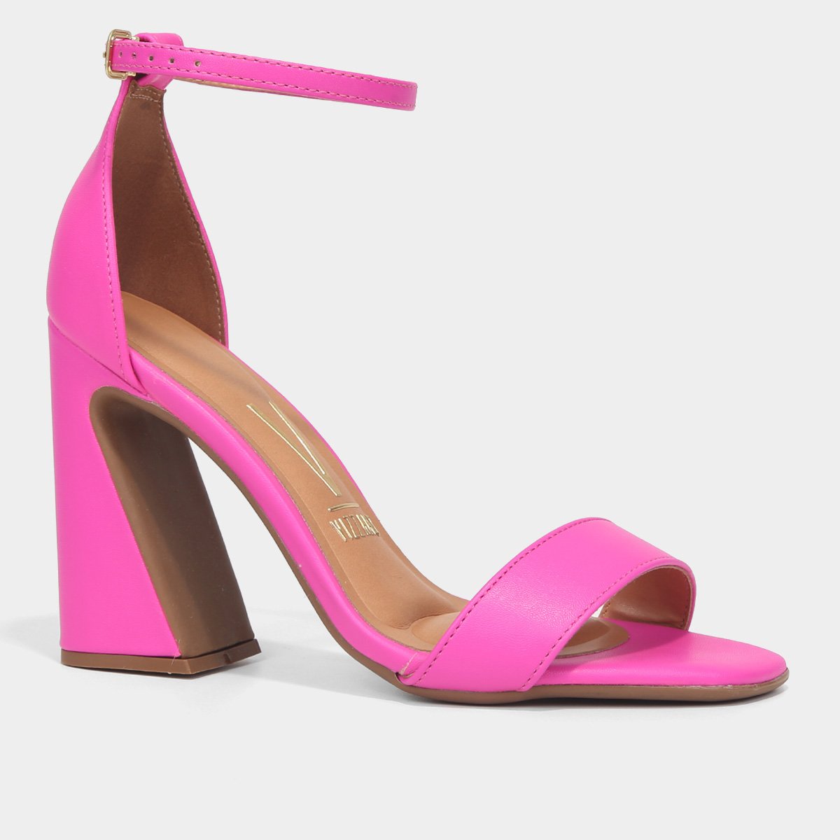 Sandália Vizzano Salto Grosso Vírgula Alto Feminina - Rosa | Zattini