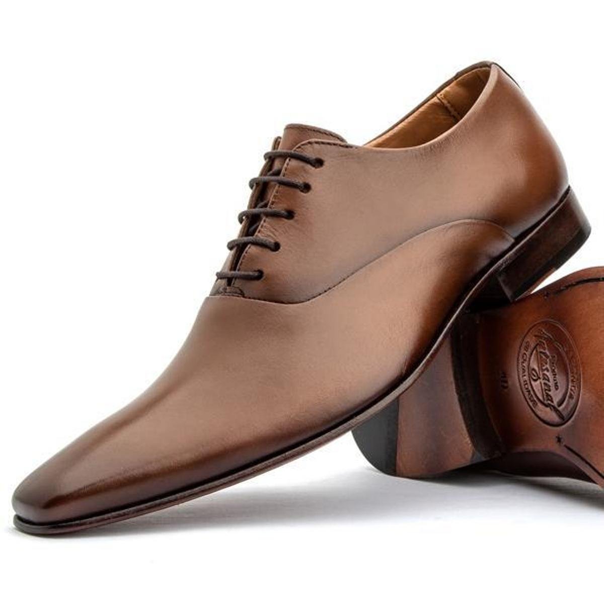 Sapato Em Couro Masculino Social Feito à Mão Italiano Estilo - Marrom ...