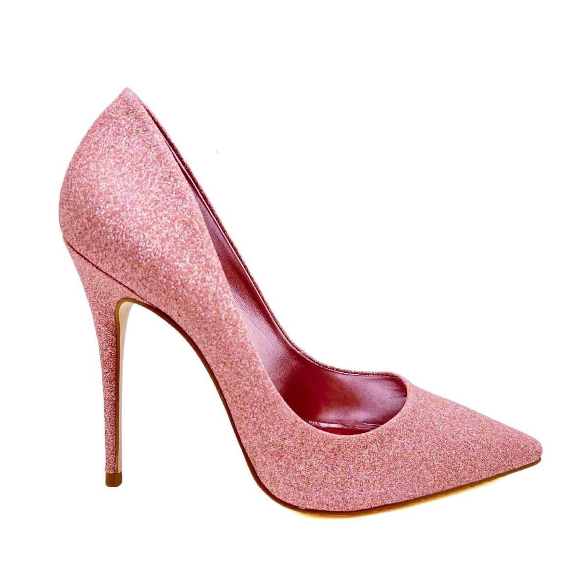 Scarpin Rose Gliter Salto Alto - Rosa | Zattini
