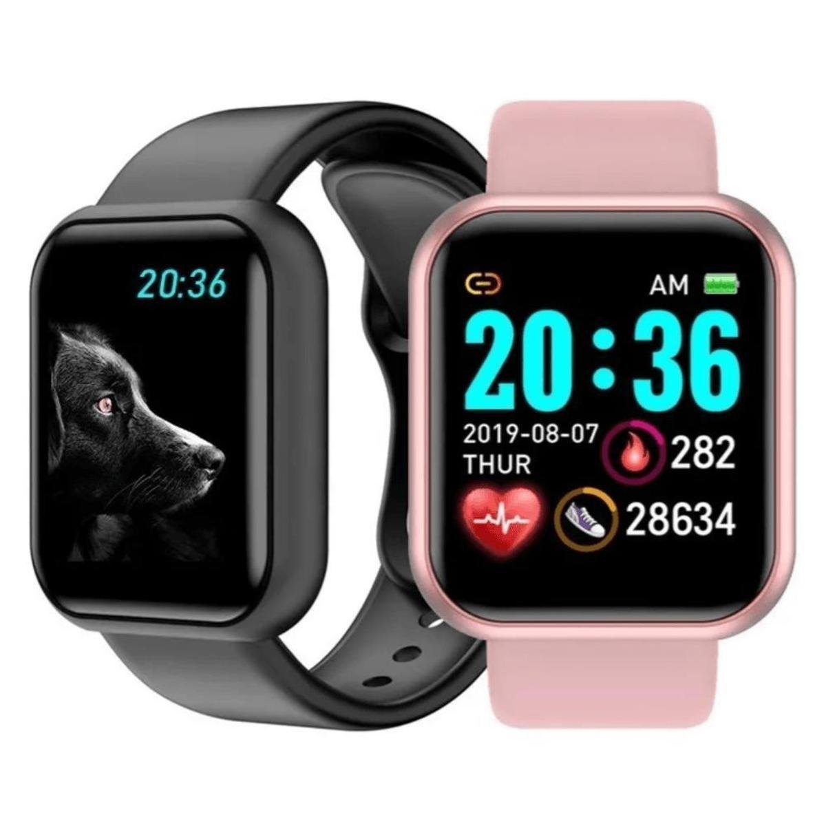 Smartwatch D20 Relógio Inteligente Unissex Bluetooth Android IOS - Rosa ...