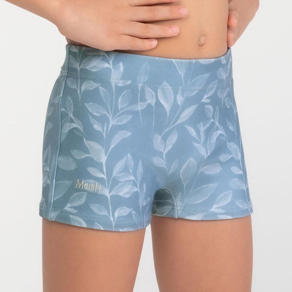 Sunga Boxer Estampa Folhas Aquarela Infantil - Azul | Zattini