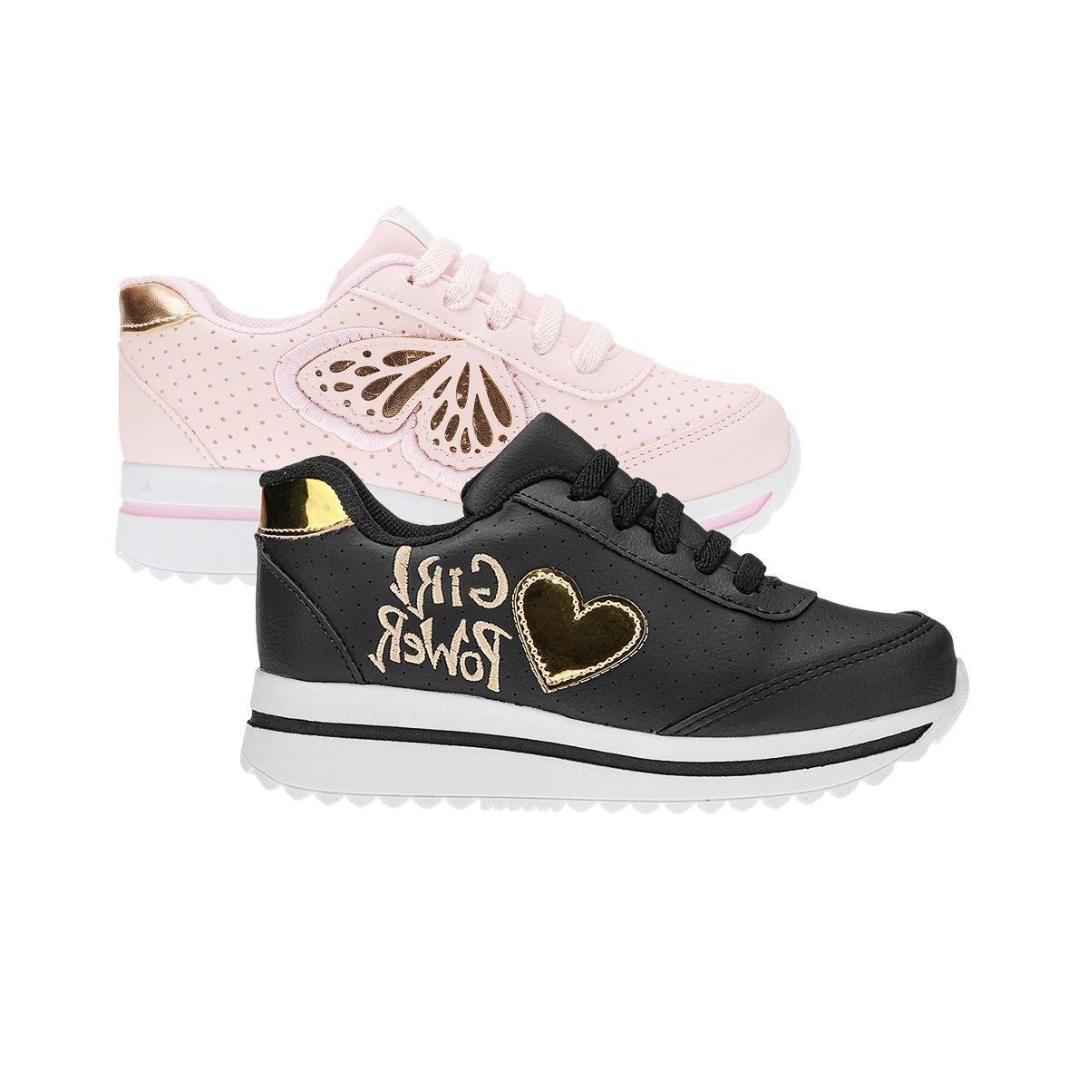 Tenis Infantil Menina Escolar - KIT 2 PARES Tam 24 ao 34 - Única | Zattini