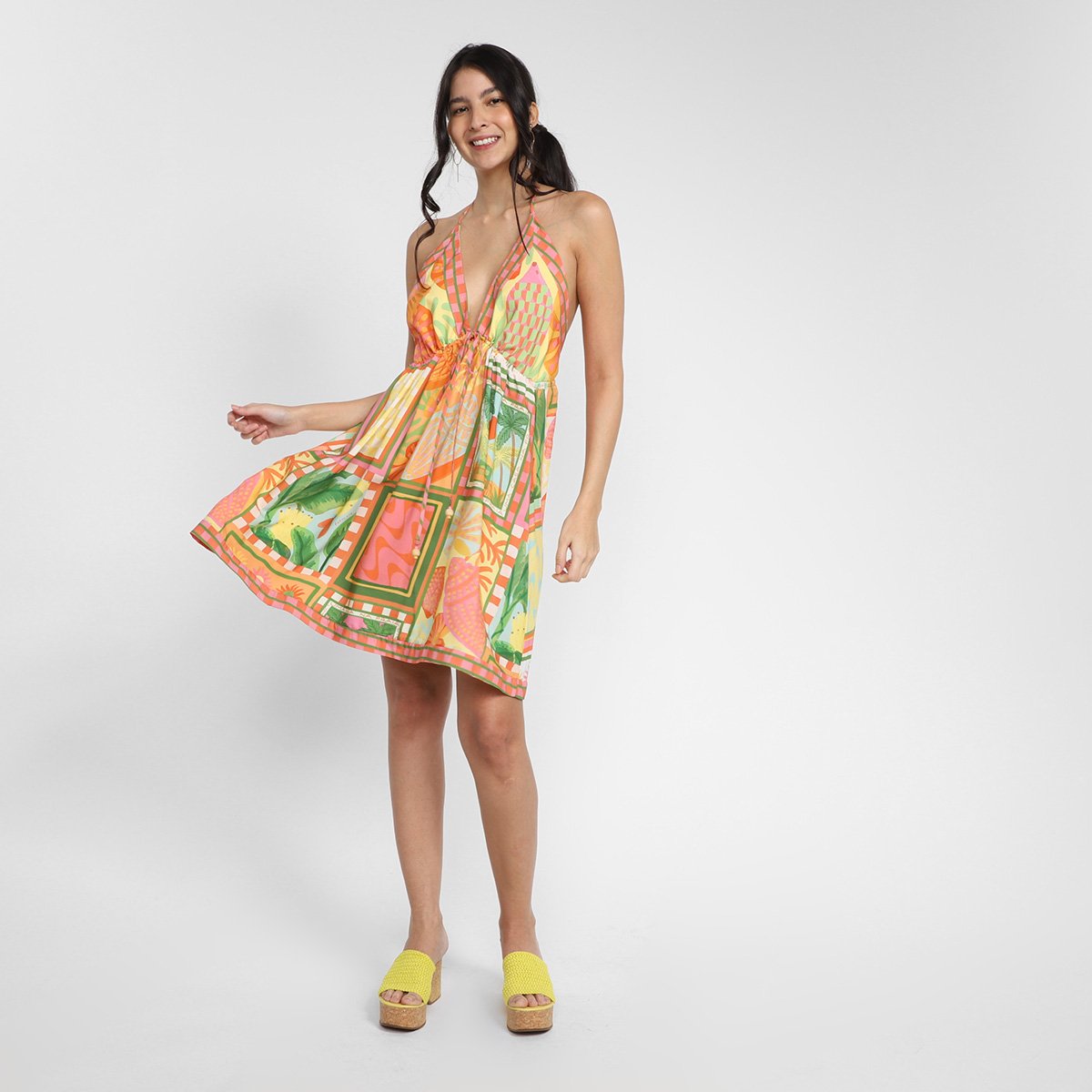 Vestido Curto Farm Casa na Praia - Estampado | Zattini