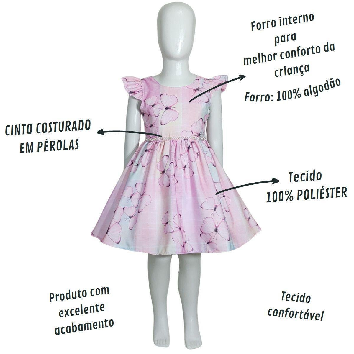 Vestido Infantil Borboleta Rosa Tam 1 ao 4 - Rosa | Zattini