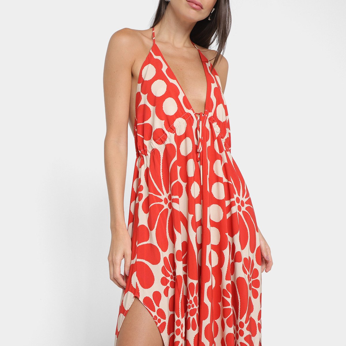 Vestido Longo Farm com Fenda Feminino - Estampado | Zattini